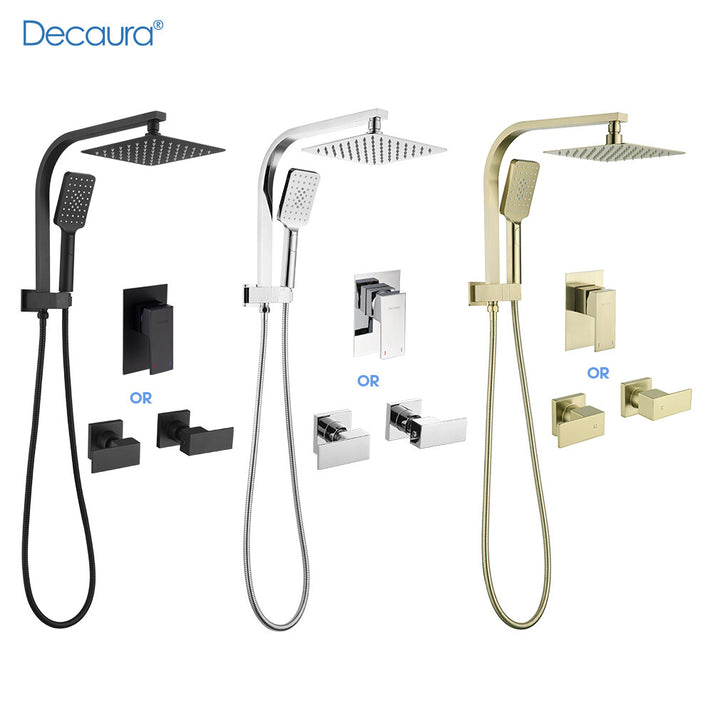 Decaura 8" Rain Shower Head Set 2 in 1 System Wall Tapware Shower Taps ...