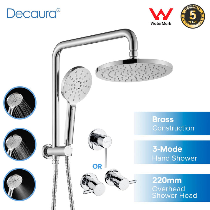 Decaura 9" Rain Shower Head Set Chrome Bathroom Gooseneck Arm Shower M ...
